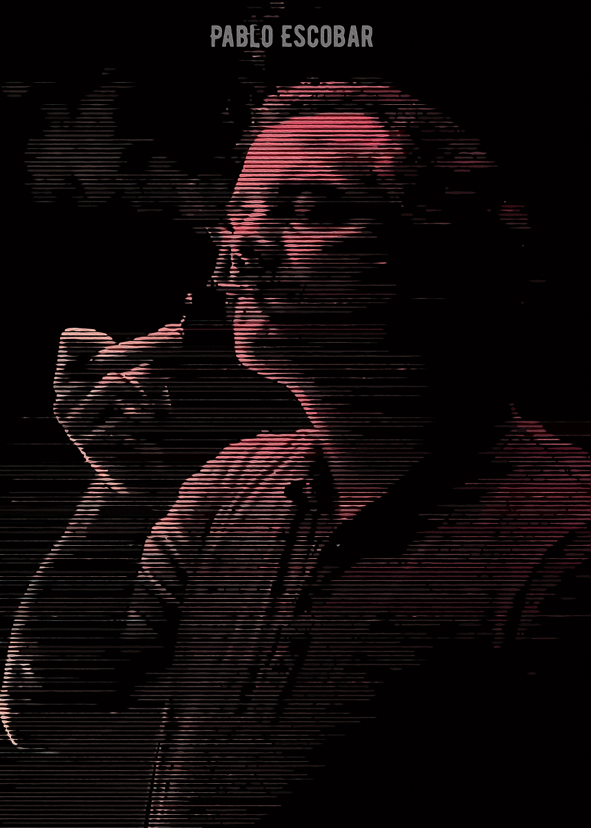 'Pablo Escobar Portrait with Horizontal Lines' Poster, picture, metal ...