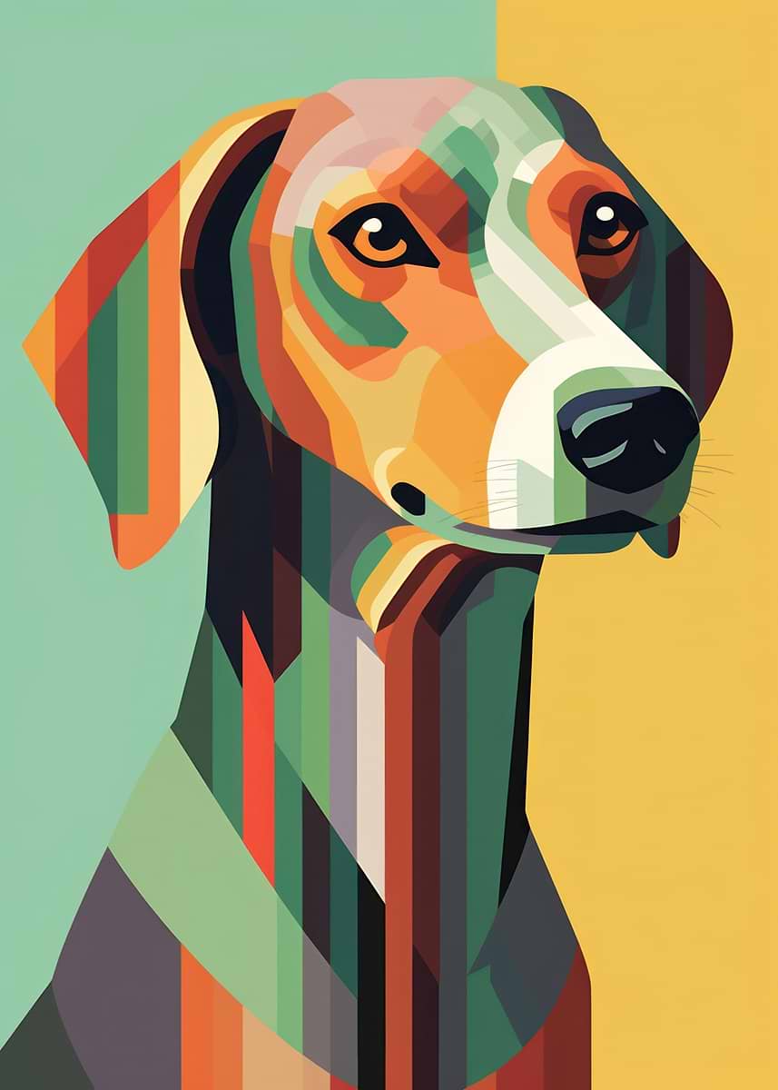 'Colorful Geometric Dog Portrait' Poster, picture, metal print, paint ...