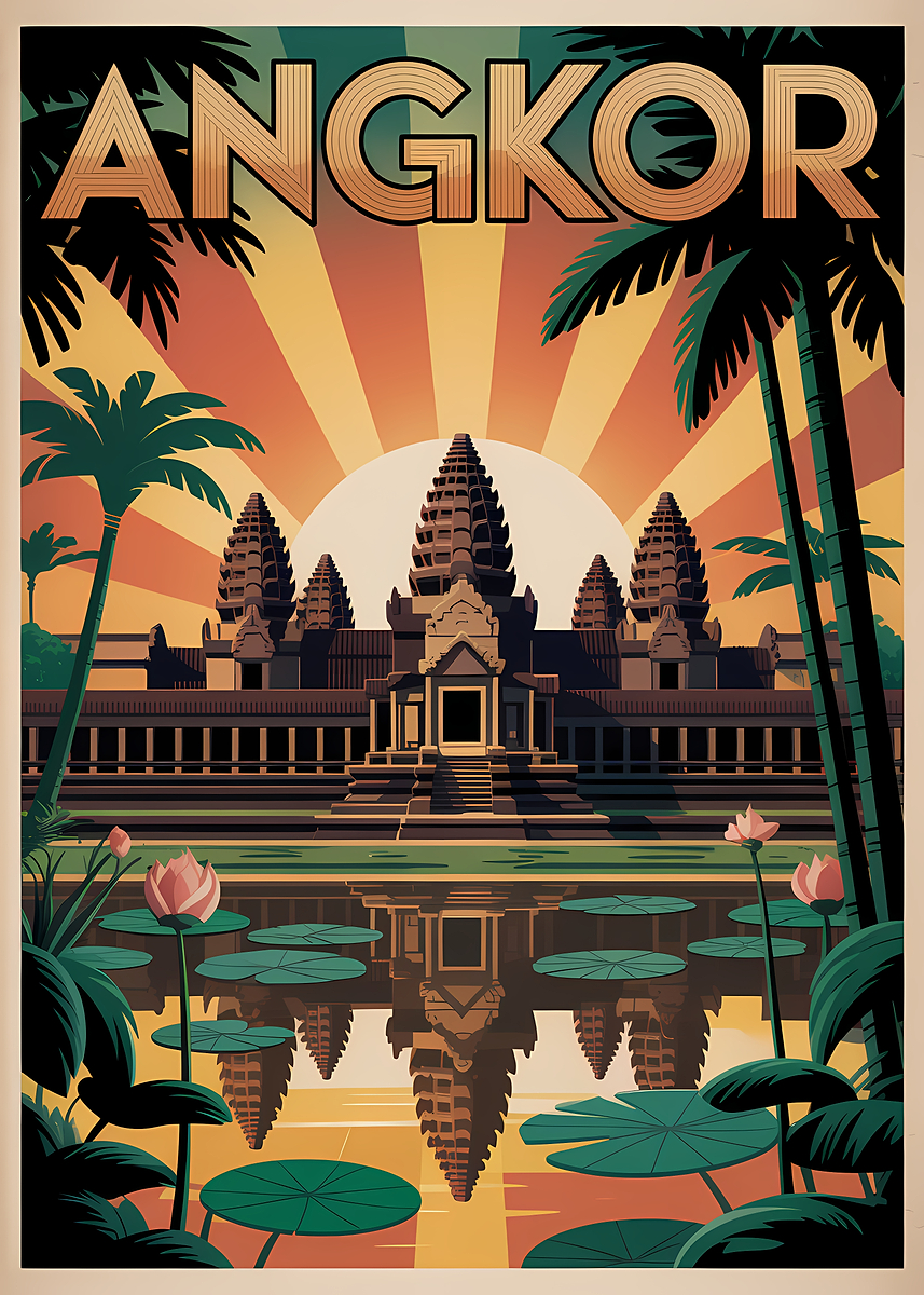 'Angkor Temple Travel Poster Art' Poster, picture, metal print, paint ...