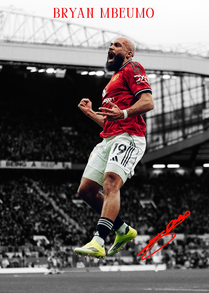 'Bryan Mbeumo Celebrating Goal' Poster, picture, metal print, paint by ...