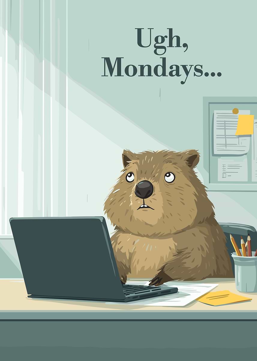 'Ugh, Mondays... Office Wombat' Poster, picture, metal print, paint by ...