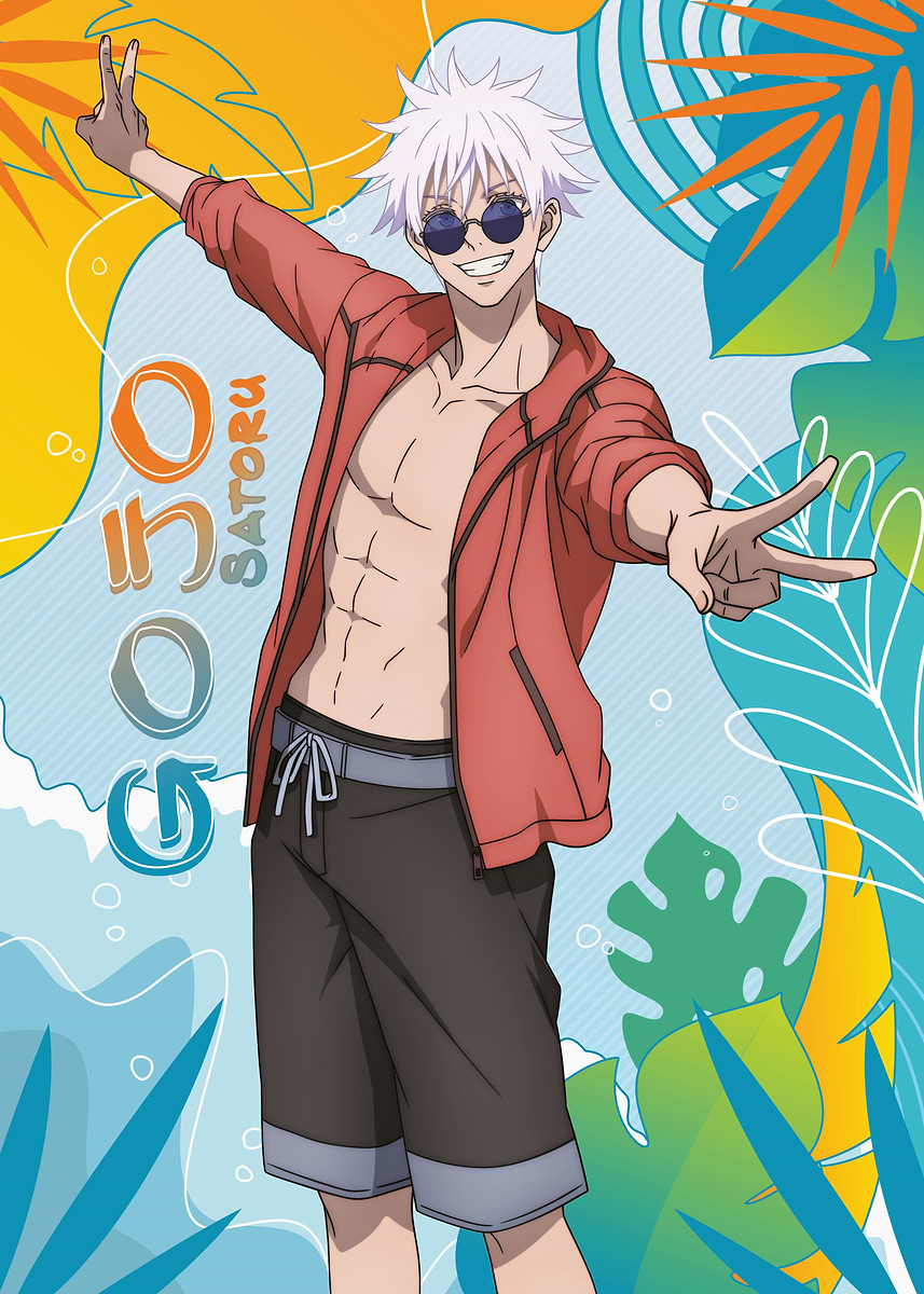 'Satoru Gojo Summer Time' Poster, picture, metal print, paint by ...