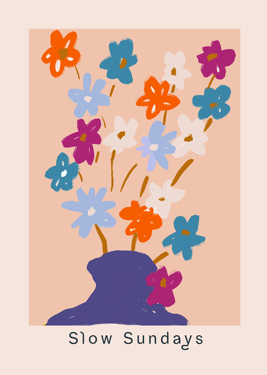 'Colorful Floral Still Life with Text' Poster, picture, metal print ...