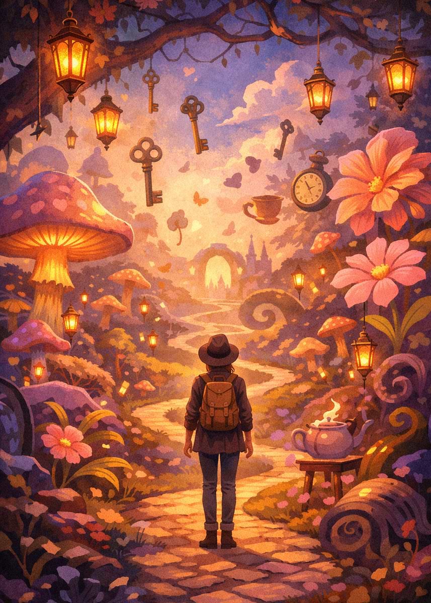 'Whimsical Journey Through Enchanted Forest' Poster, picture, metal ...