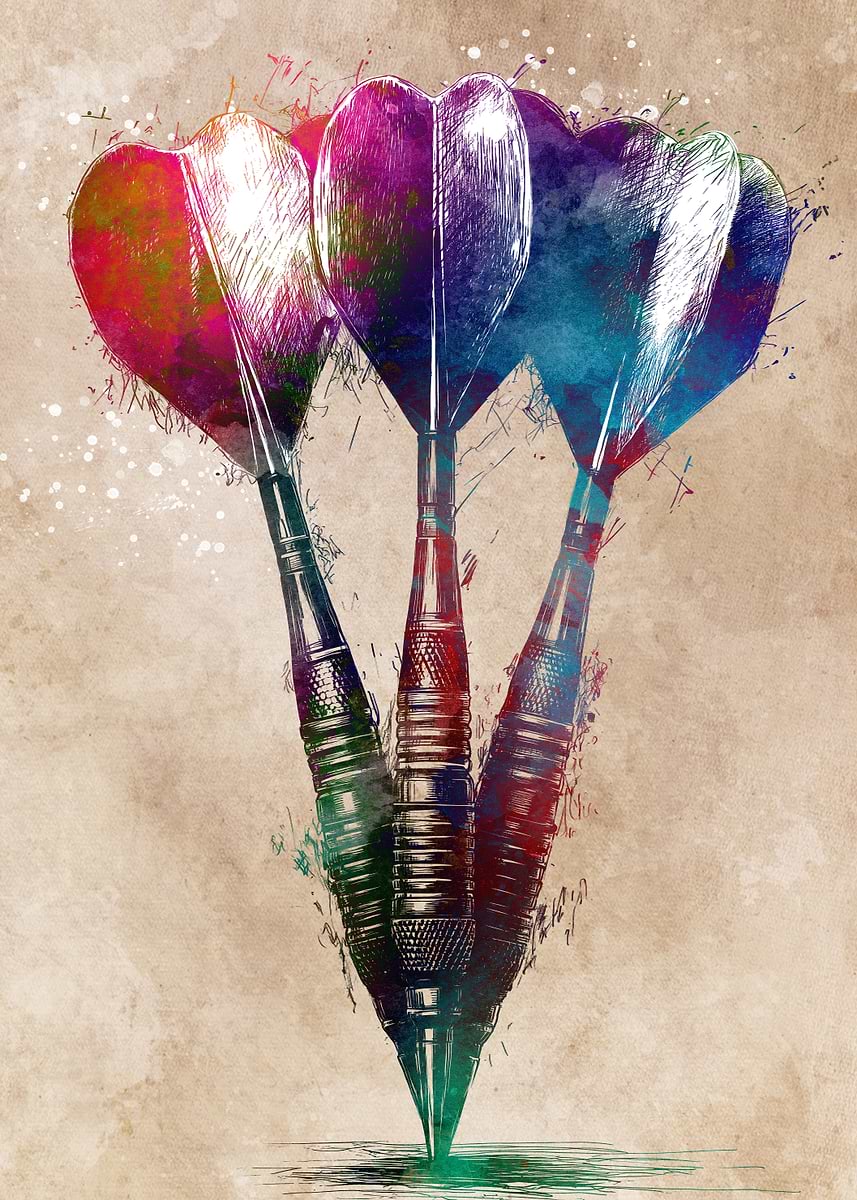 'Watercolor Darts Art' Poster, picture, metal print, paint by JBJart ...