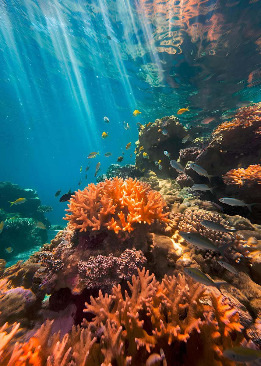 'Underwater Coral Reef with Fish' Poster, picture, metal print, paint ...