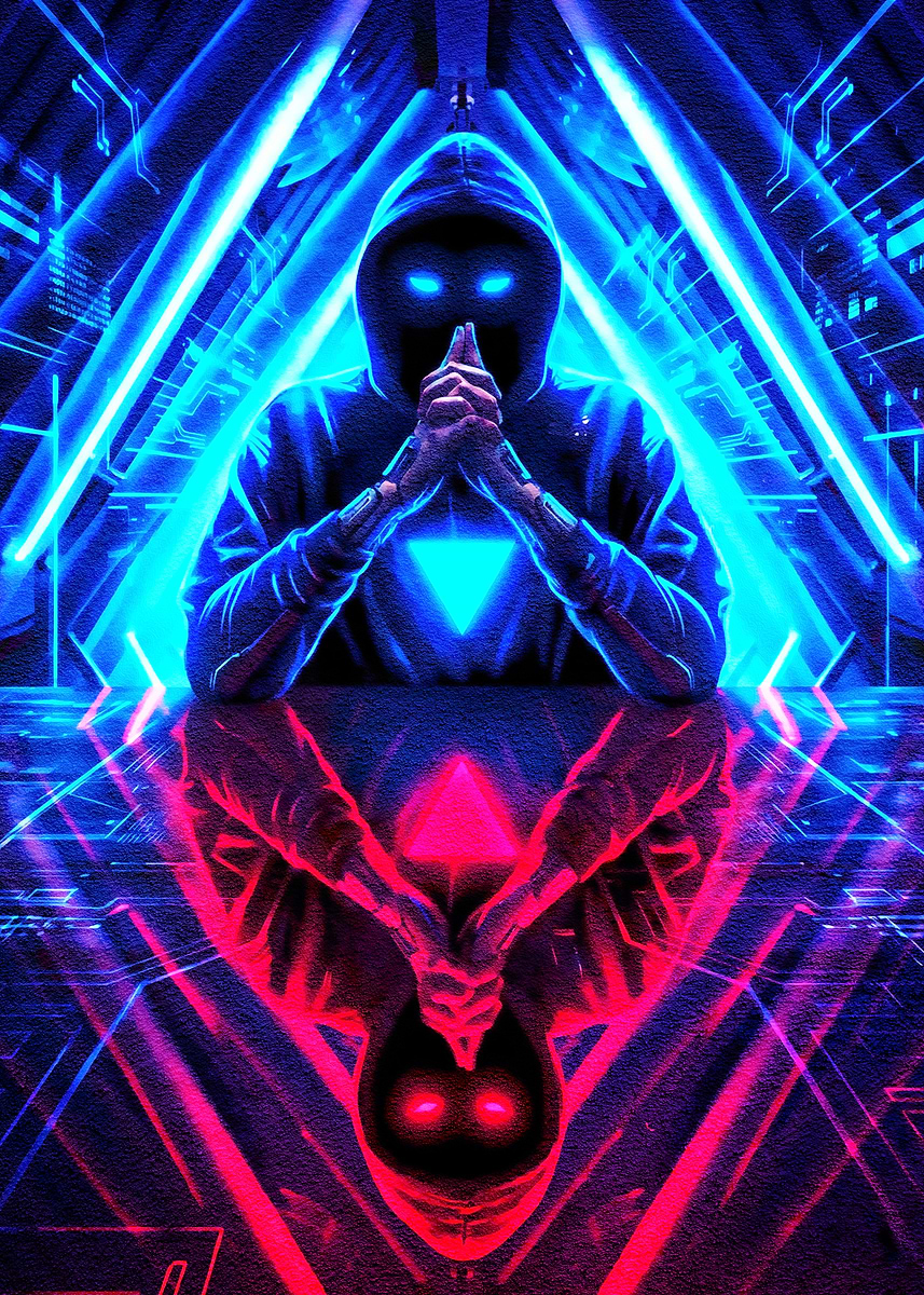 'Cyberpunk Hacker Reflection' Poster, picture, metal print, paint by ...