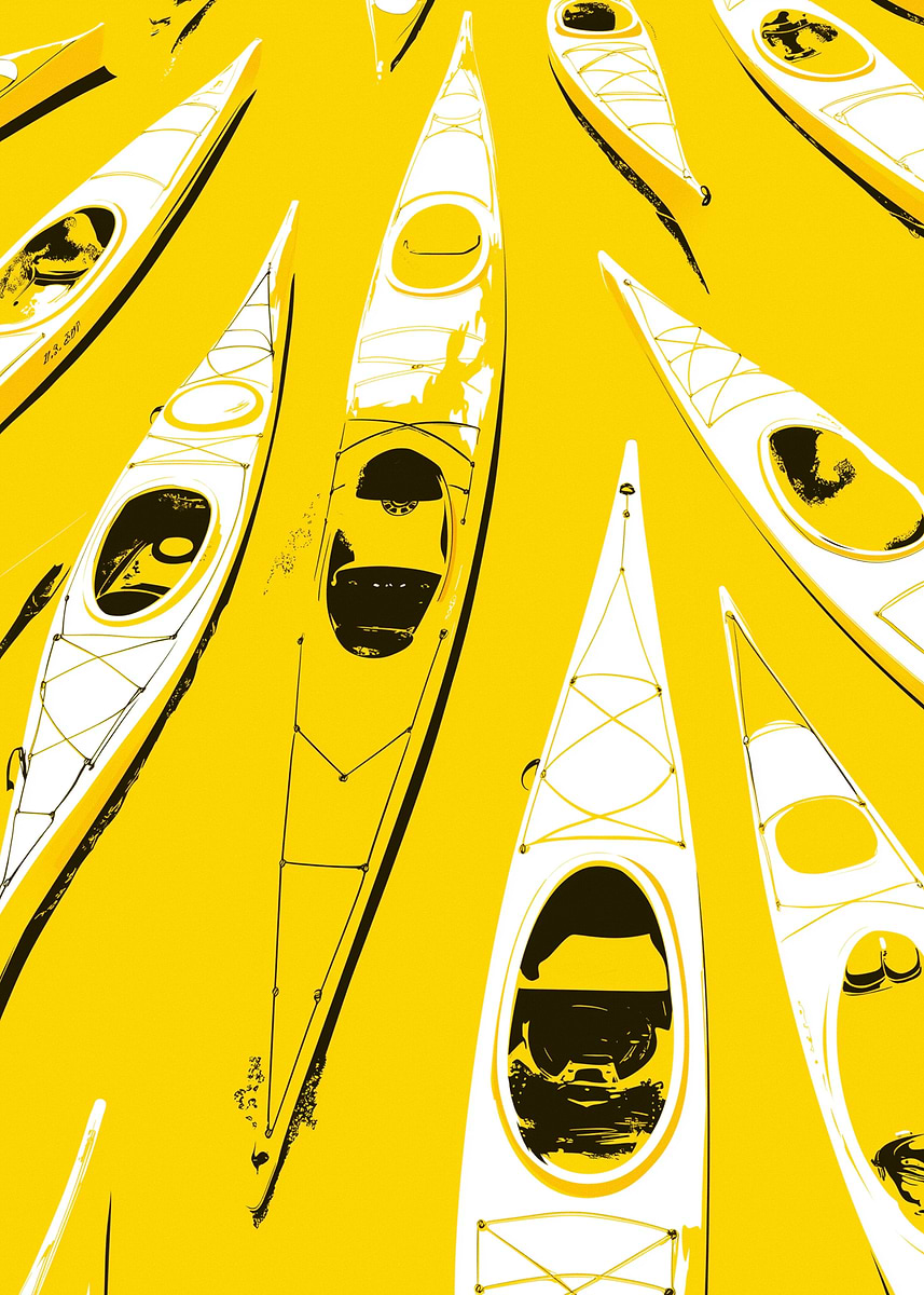 'Yellow Kayaks Pattern' Poster, picture, metal print, paint by Imad ...