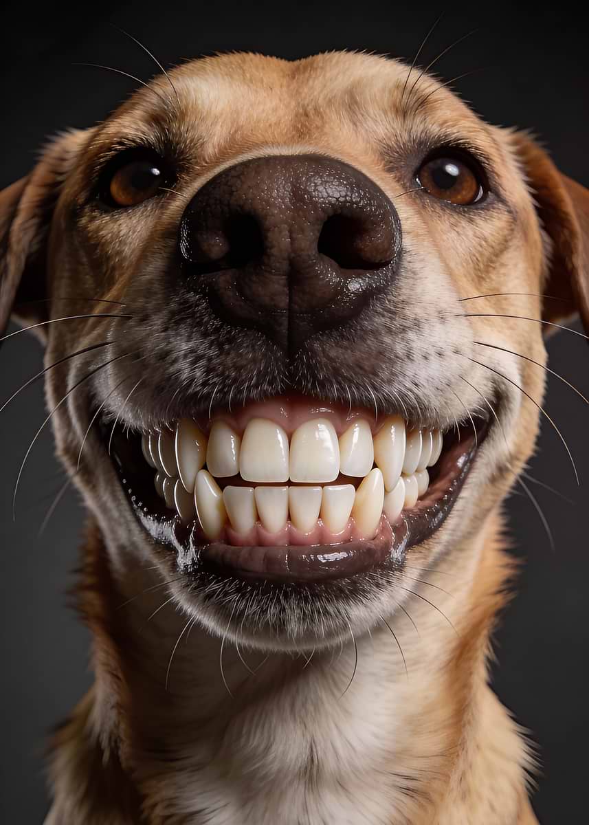'Smiling Dog With Teeth: Portrait Close-Up' Poster, picture, metal ...