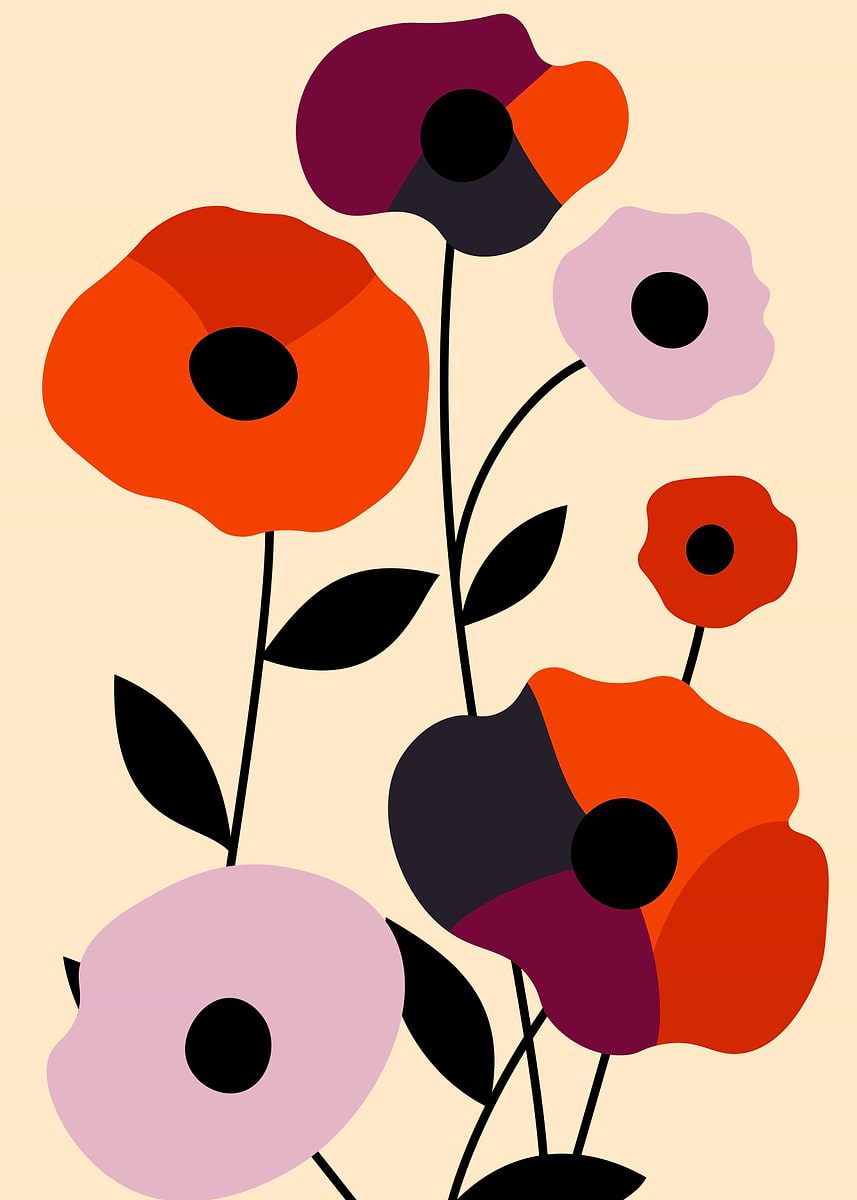 'Minimal Poppy Bloom' Poster, picture, metal print, paint by Duc Anh ...