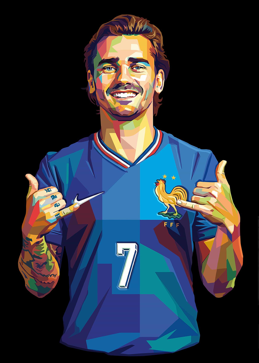 'Antoine Griezmann France Soccer Portrait' Poster, picture, metal print ...