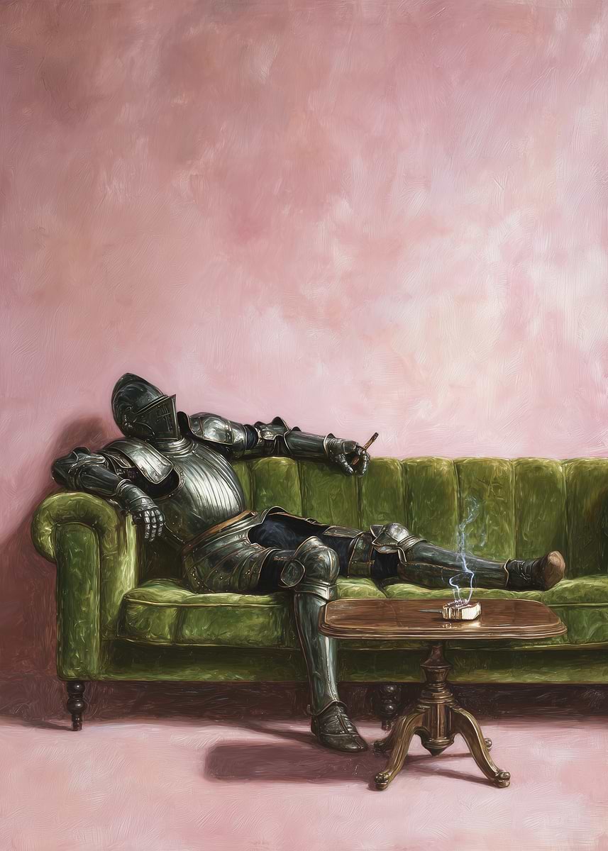 'Relaxing Knight in Shining Armor' Poster, picture, metal print, paint ...