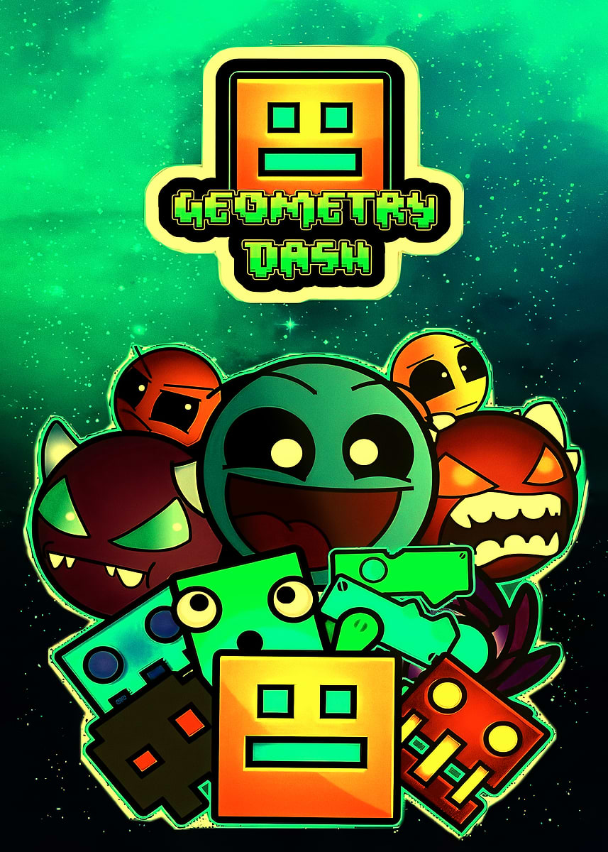 'Geometry Dash Character Collage' Poster, picture, metal print, paint ...