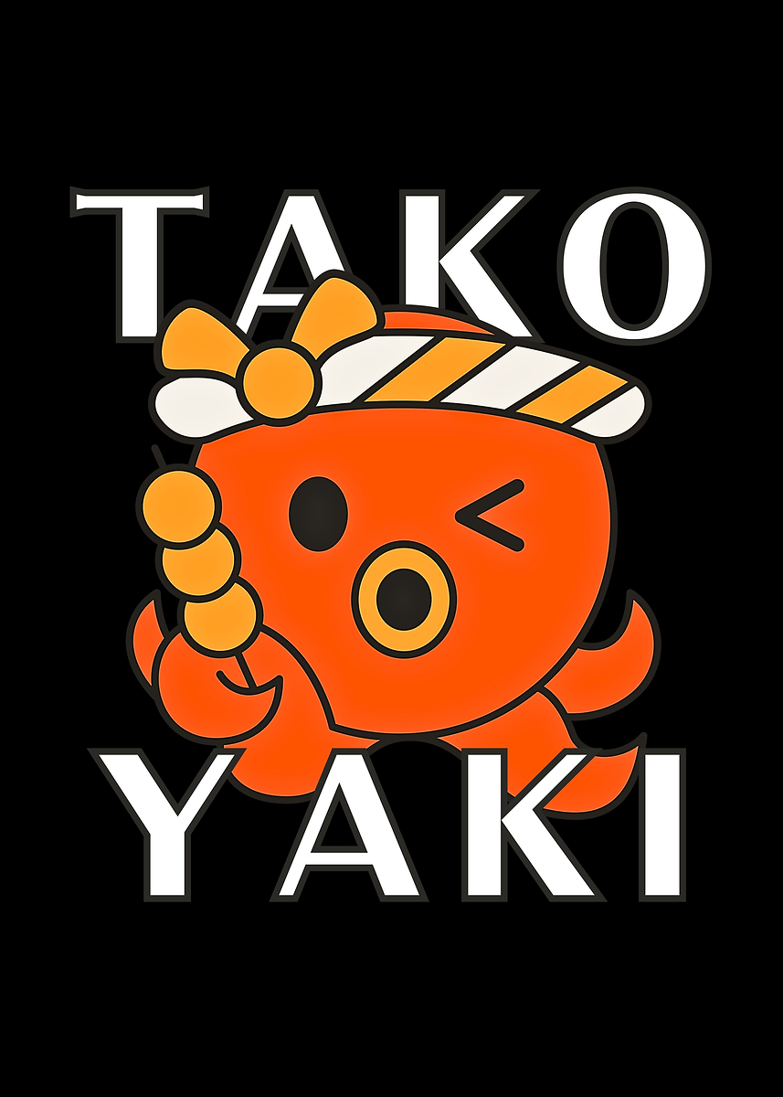 'Takoyaki Cartoon Octopus Illustration' Poster, picture, metal print ...