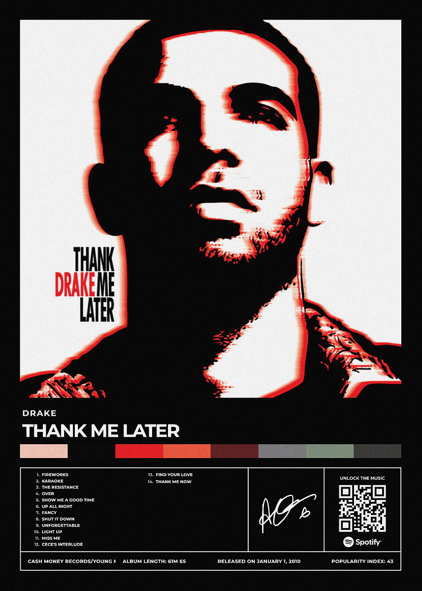 'Drake - Thank Me Later Album Cover' Poster, picture, metal print ...