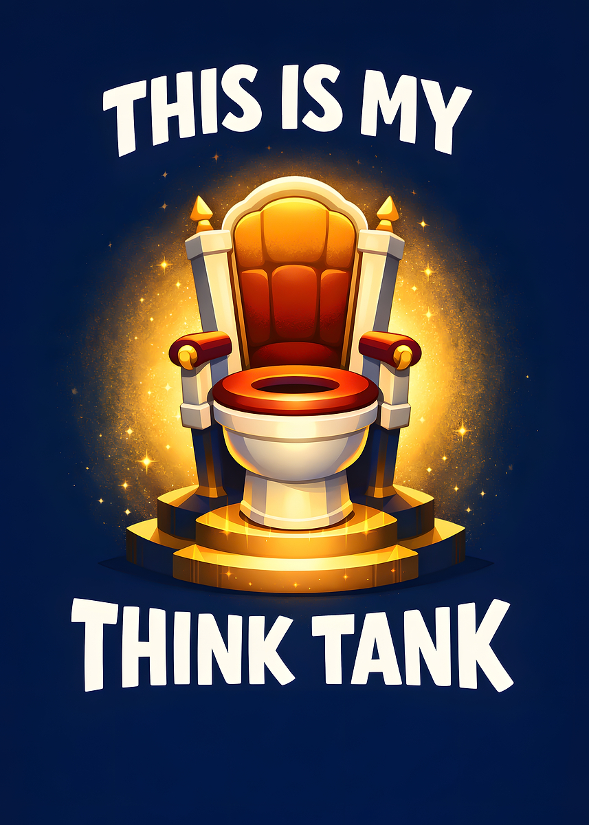 'Throne Toilet Think Tank' Poster, picture, metal print, paint by ...