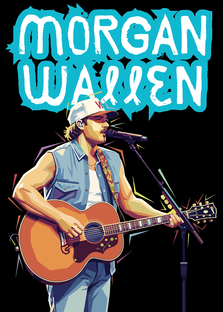 'Morgan Wallen performing with guitar' Poster, picture, metal print ...