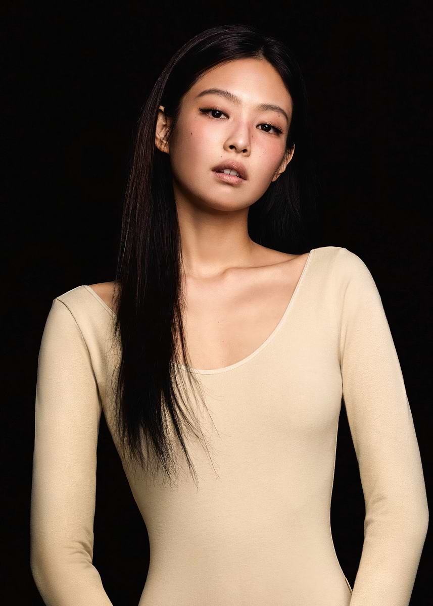 'Jennie Kim Portrait in Beige Bodysuit' Poster, picture, metal print ...