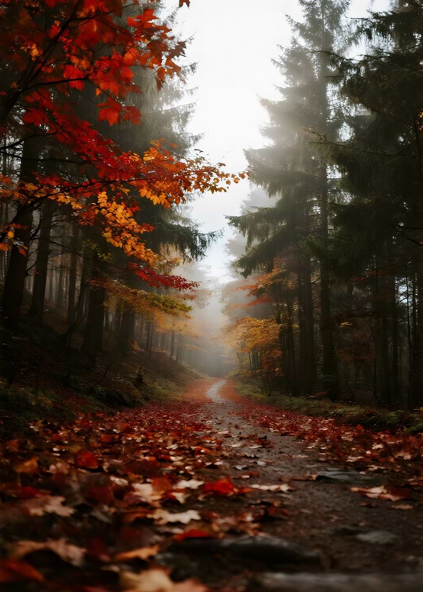'Autumn Forest Path' Poster, picture, metal print, paint by TakeCare ...