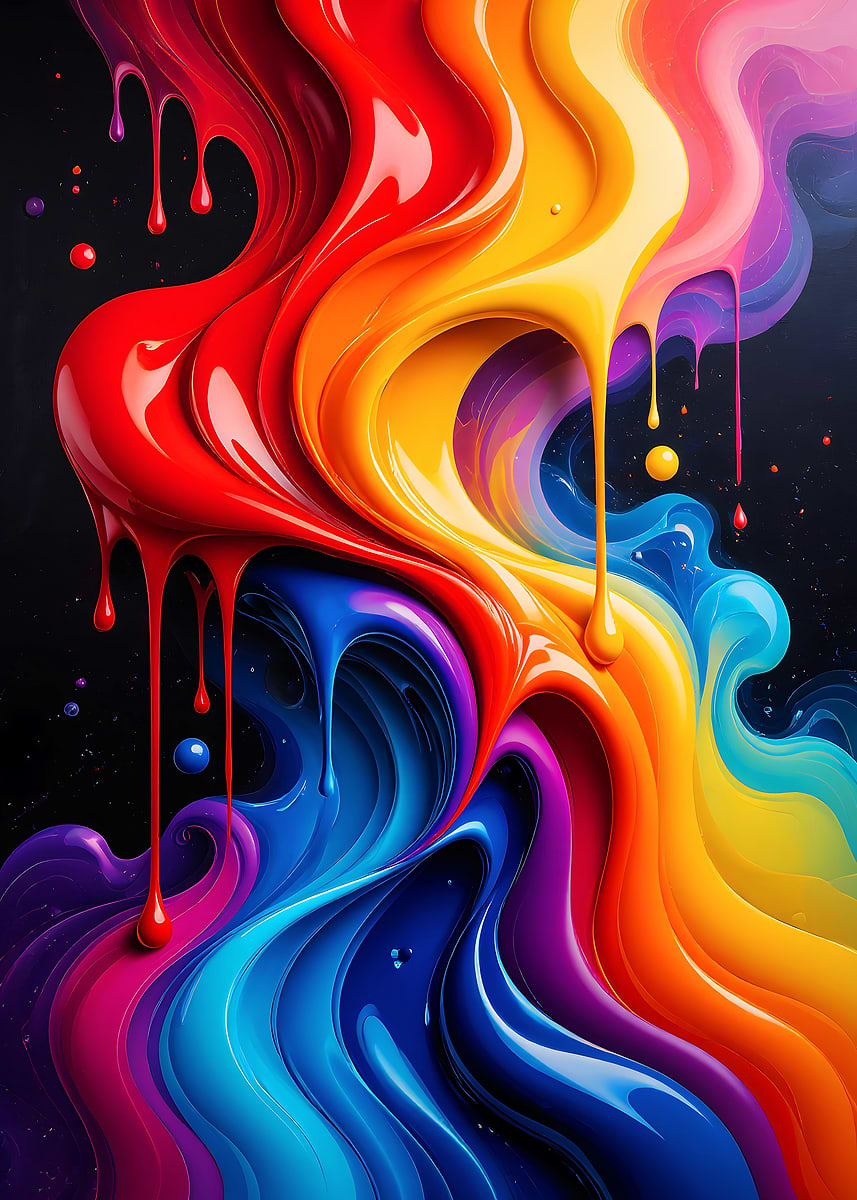 'Colorful Dripping Paint Abstract' Poster, picture, metal print, paint ...