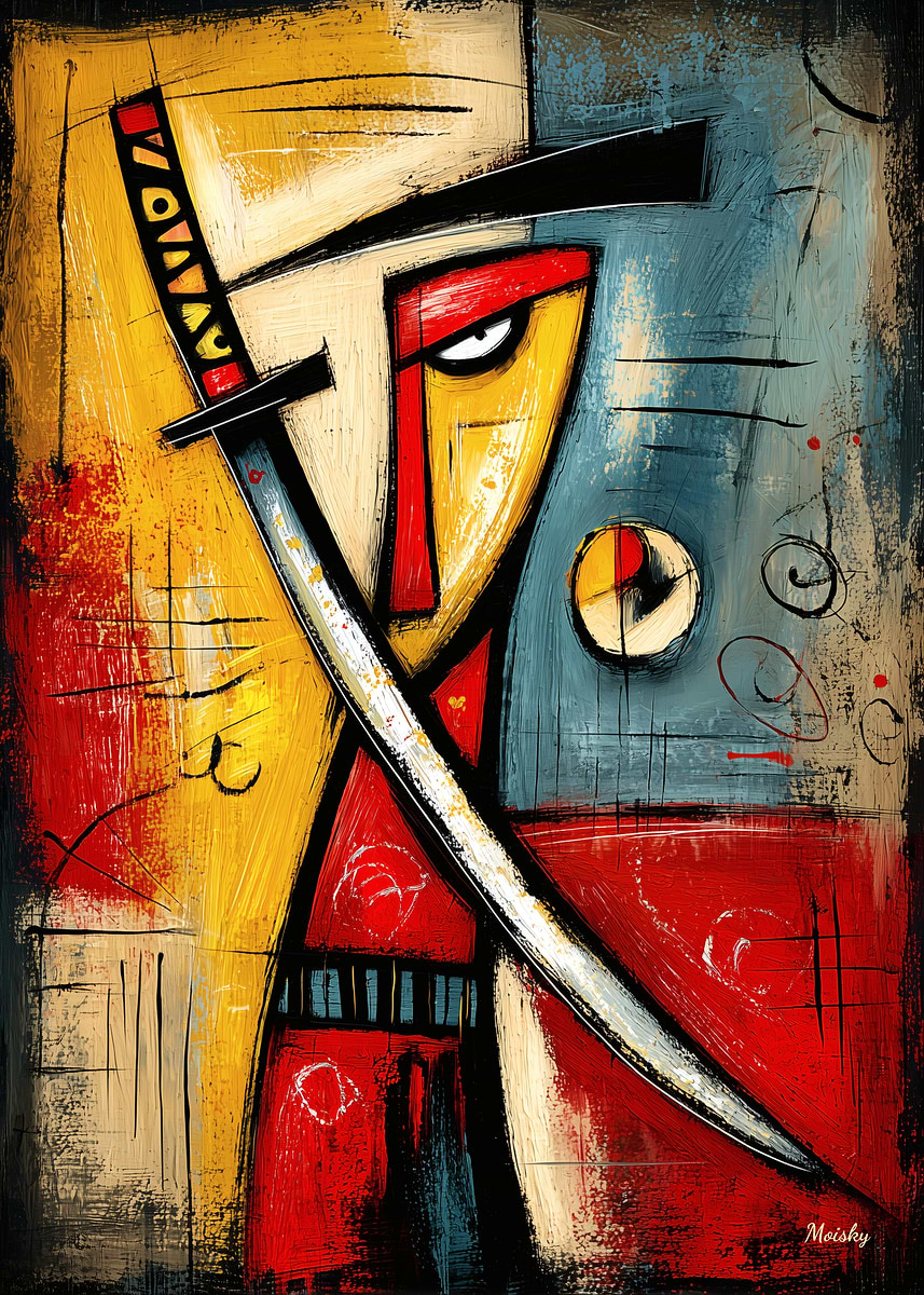 'Abstract Samurai Warrior with Katana Painting' Poster, picture, metal ...
