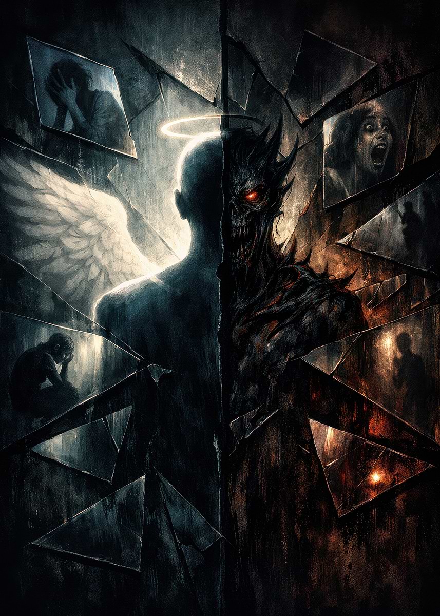 'Angel and Demon Duality' Poster, picture, metal print, paint by ...