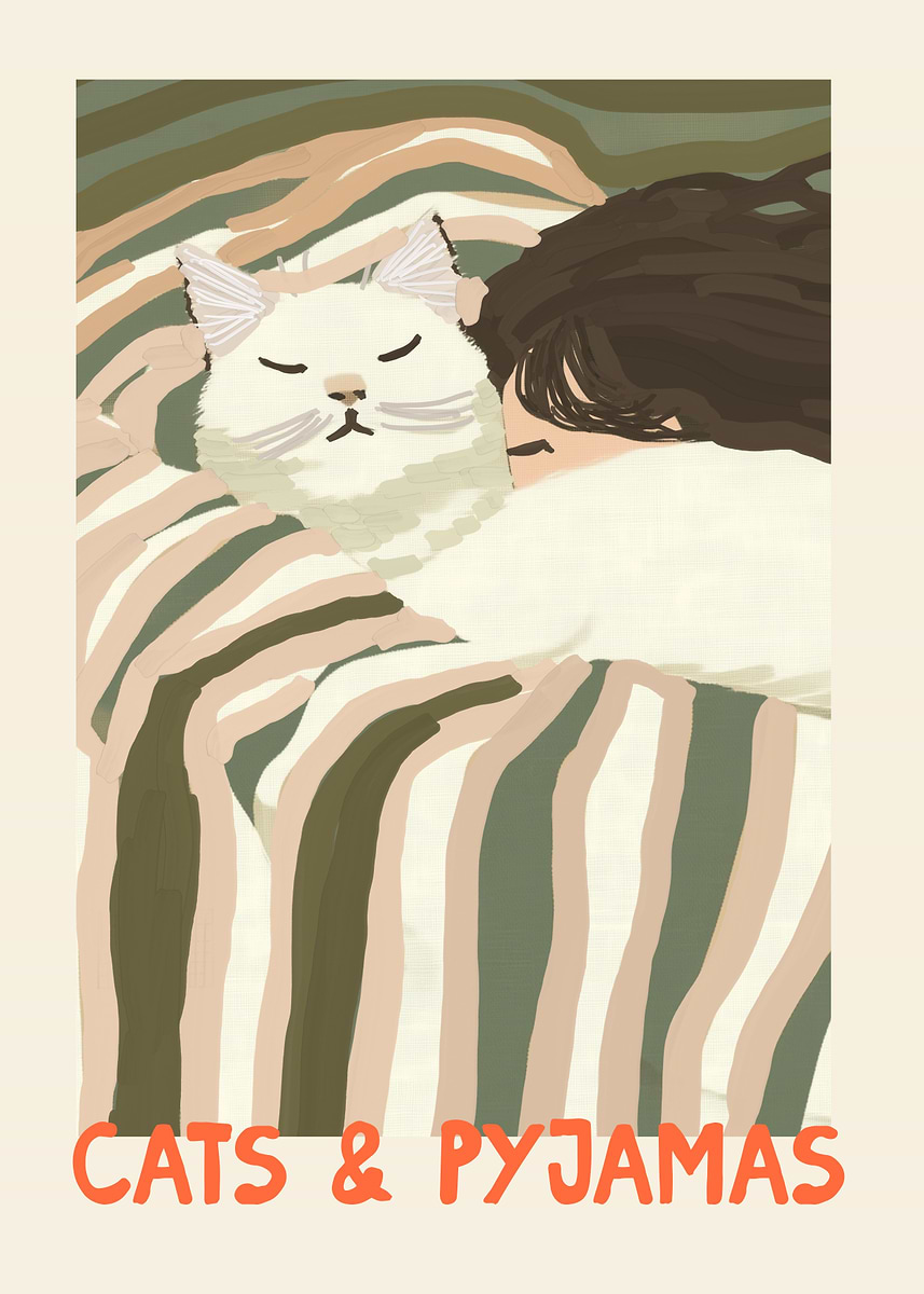 'Cats & Pyjamas Illustration' Poster, picture, metal print, paint by ...