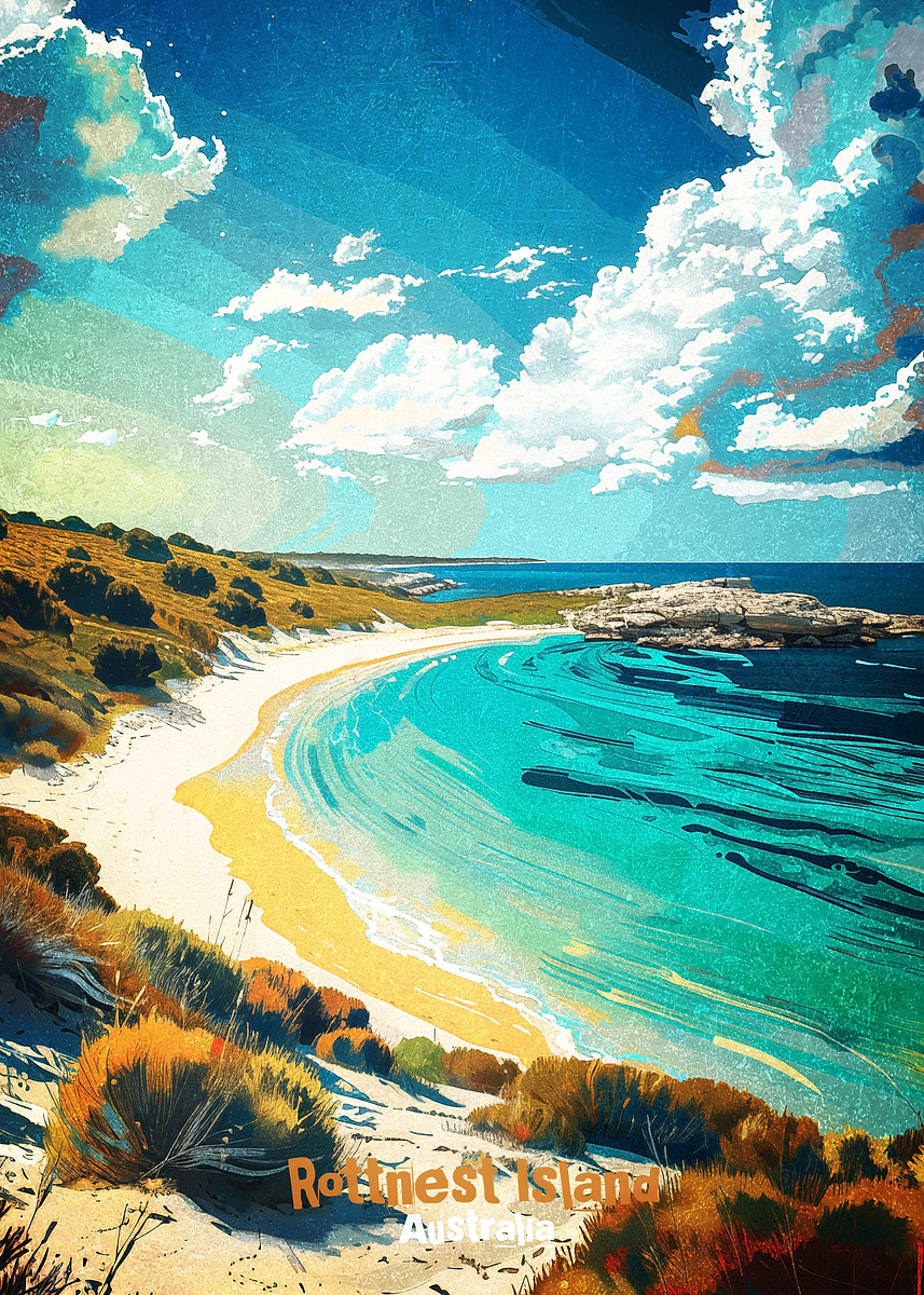 'Rottnest Island Australia Beach Art Poster' Poster, picture, metal ...