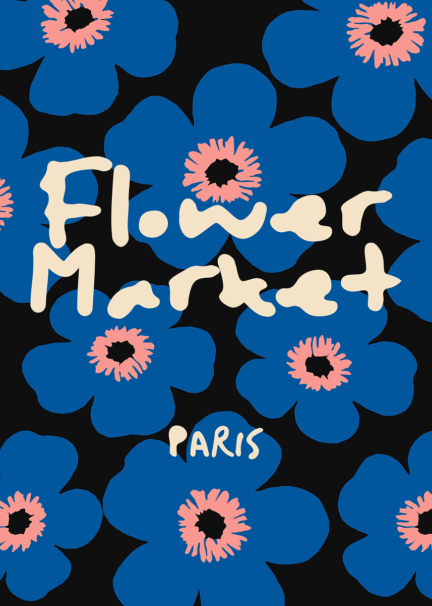 'Flower Market Paris Floral Pattern' Poster, picture, metal print ...