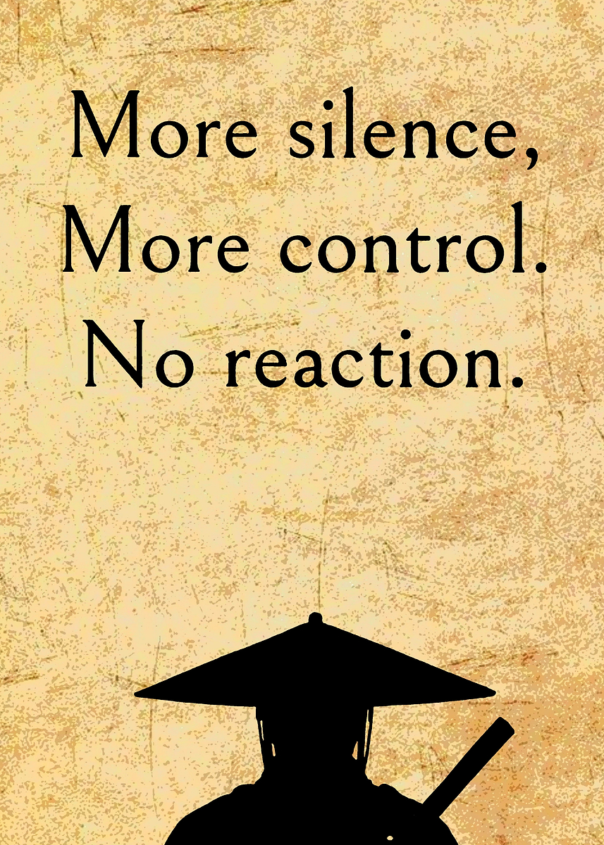 'Silence, Control, Reaction: Motivational Art' Poster, picture, metal ...