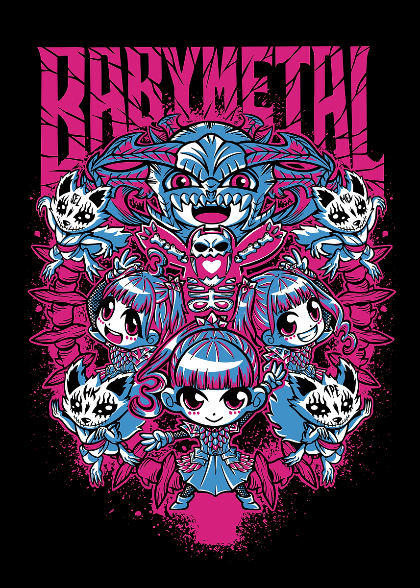 'Babymetal Cartoon Illustration' Poster, picture, metal print, paint by ...