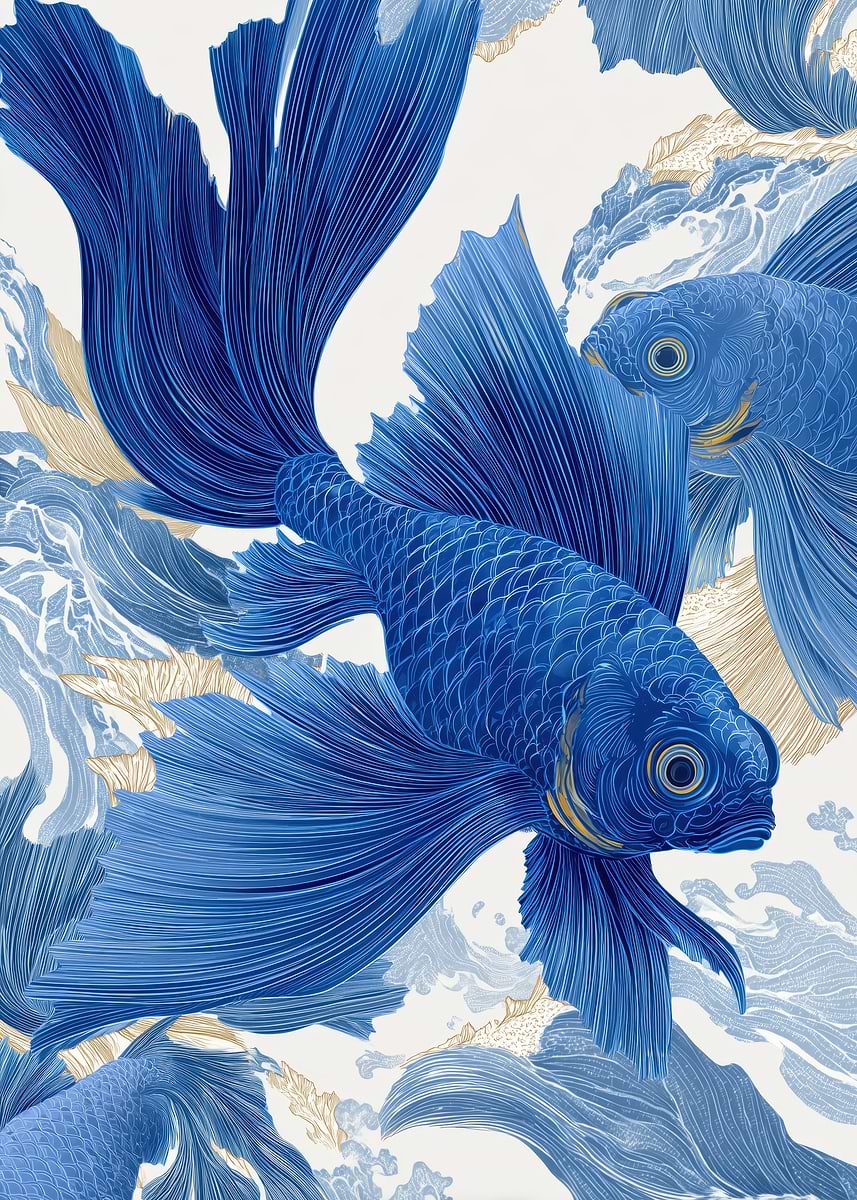 'Blue Betta Fish Art' Poster, picture, metal print, paint by Visje ...