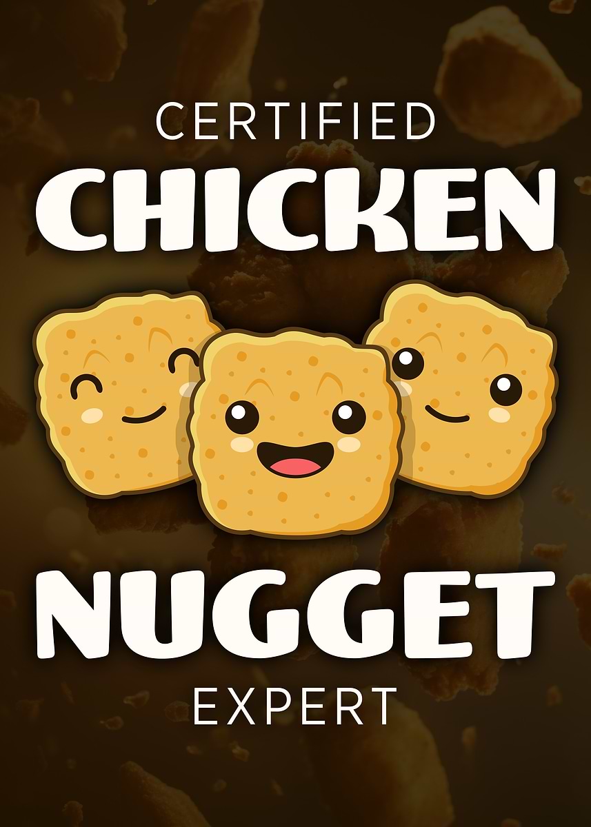 'Certified Chicken Nugget Expert Cartoon' Poster, picture, metal print ...