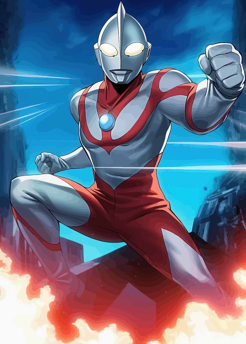 'Ultraman Heroic Pose Digital Art' Poster, picture, metal print, paint ...