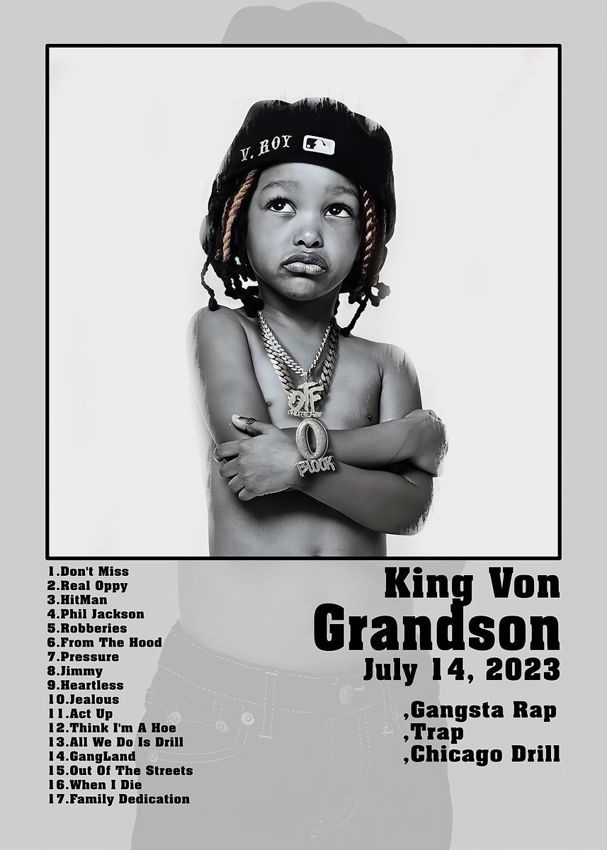 'King Von Grandson Album art' Poster, picture, metal print, paint by ...