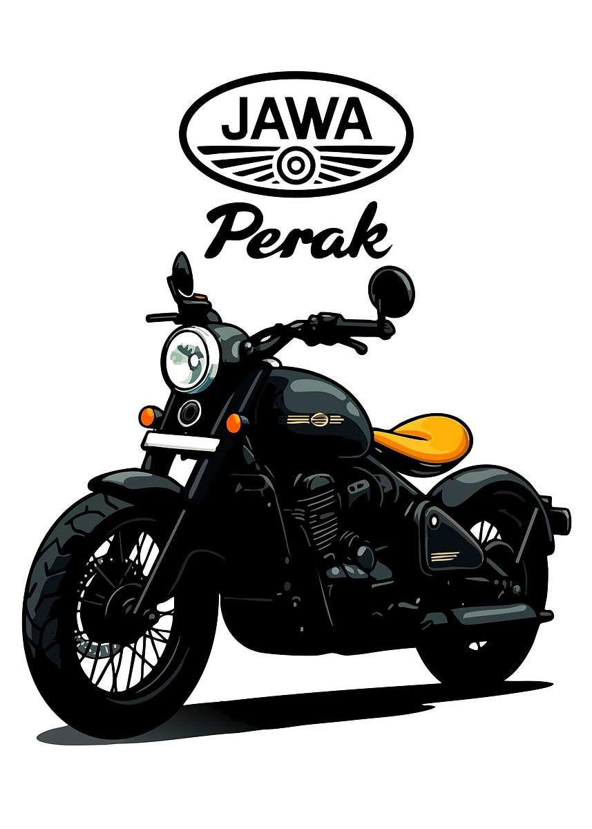 'Jawa Perak Motorcycle Illustration' Poster, picture, metal print ...