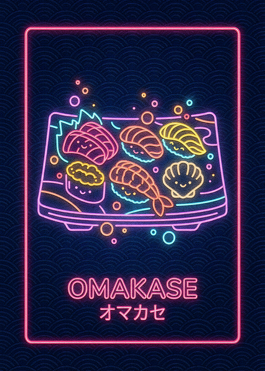 'Omakase Sushi Neon Art' Poster, picture, metal print, paint by Allan ...