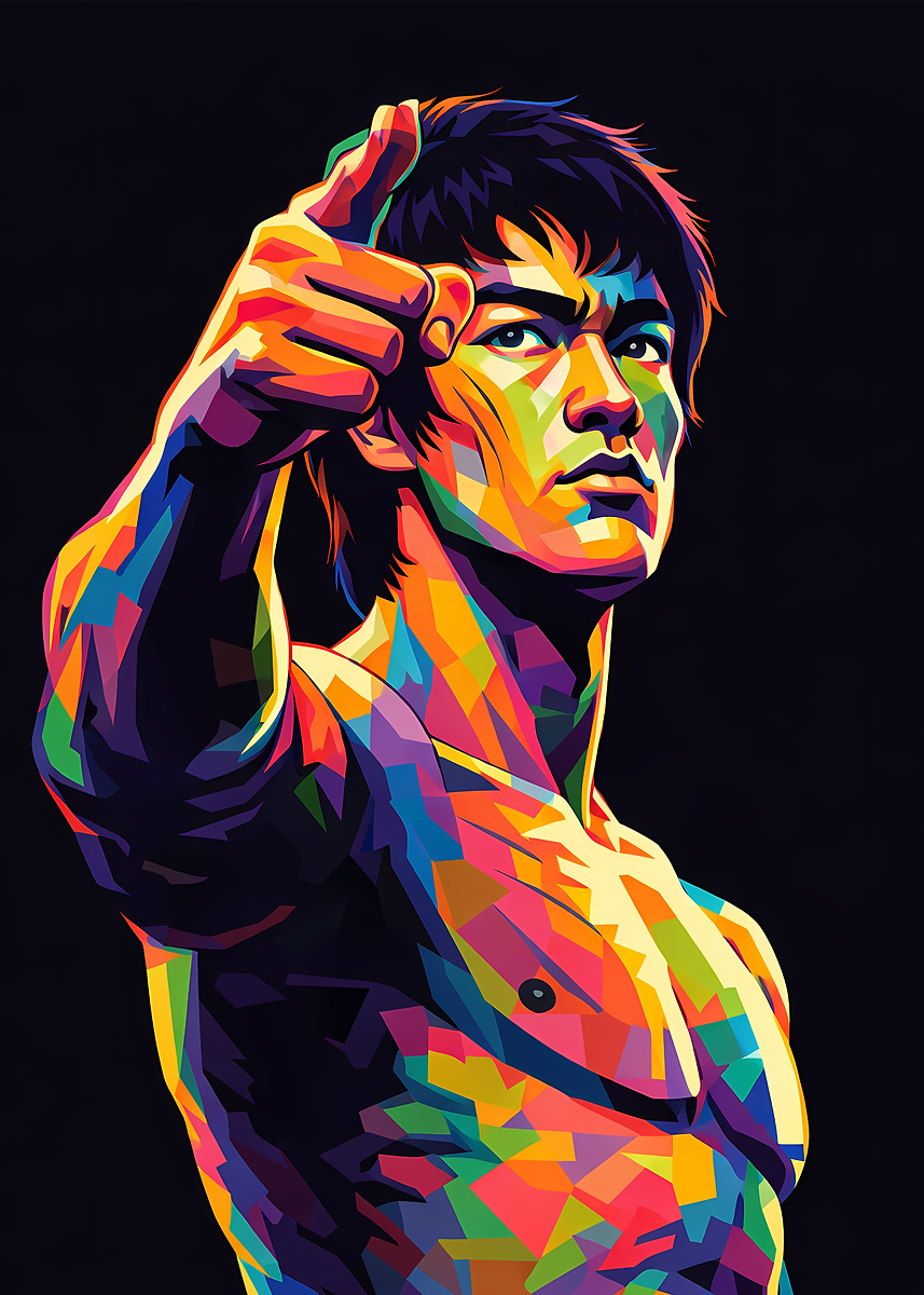 'Bruce Lee Colorful Pop Art Portrait' Poster, picture, metal print ...