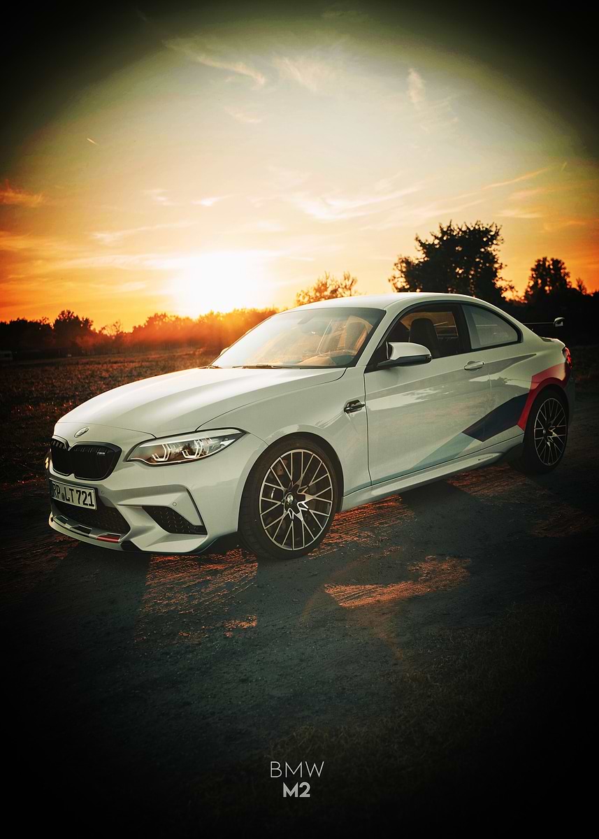 'BMW M2 at Sunset Poster' Poster, picture, metal print, paint by Mehdi ...