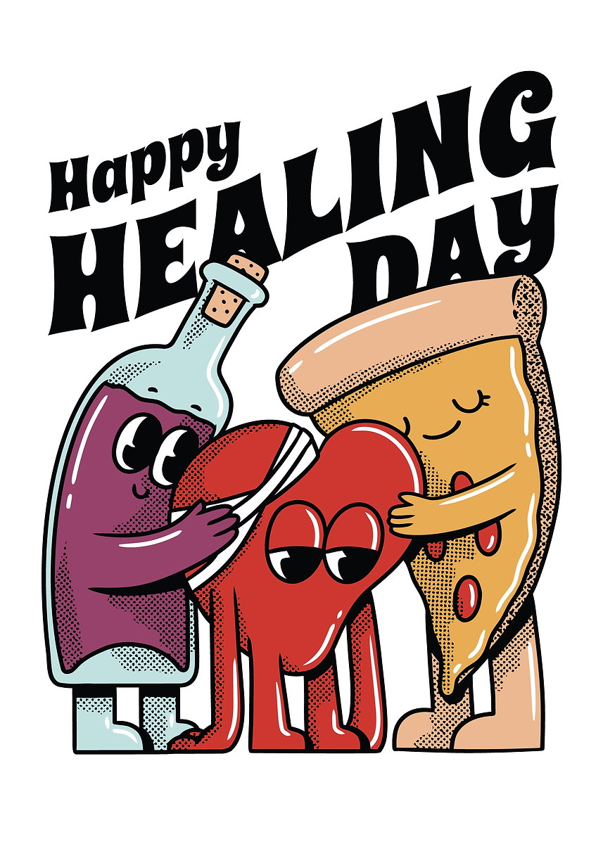 'Happy Healing Day Cartoon Illustration' Poster, picture, metal print ...