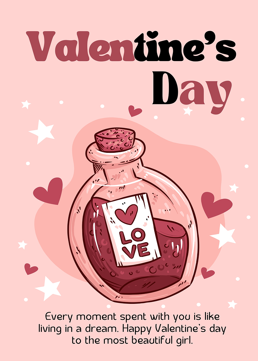'Valentine's Day Love Potion Illustration' Poster, picture, metal print ...