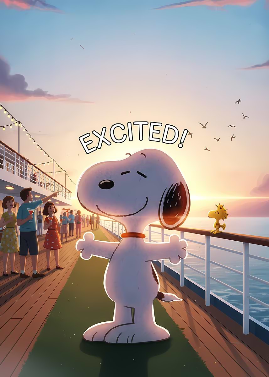 'Snoopy on a Cruise Ship' Poster, picture, metal print, paint by ...