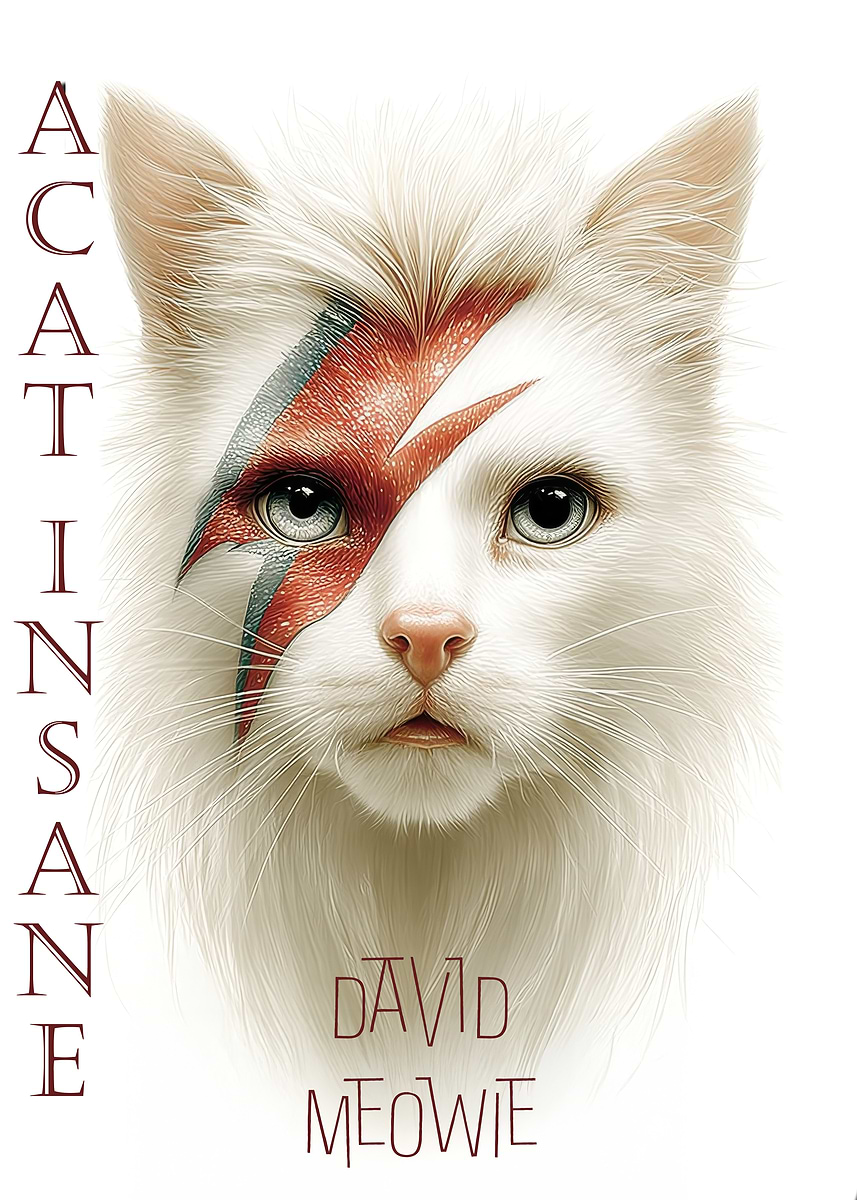 'A Cat Insane: David Meowie' Poster, picture, metal print, paint by ...