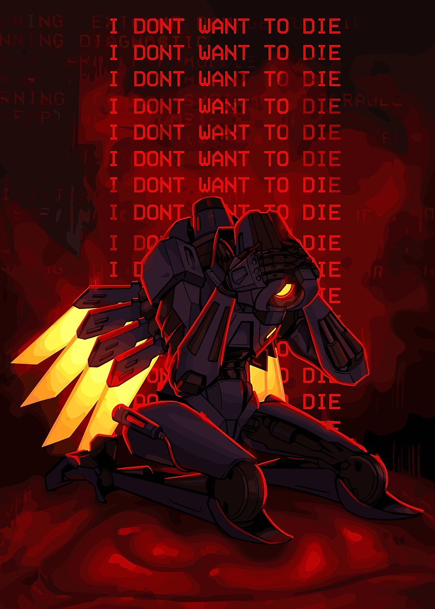 'Ultrakill Robot with Wings in Red Light' Poster, picture, metal print ...