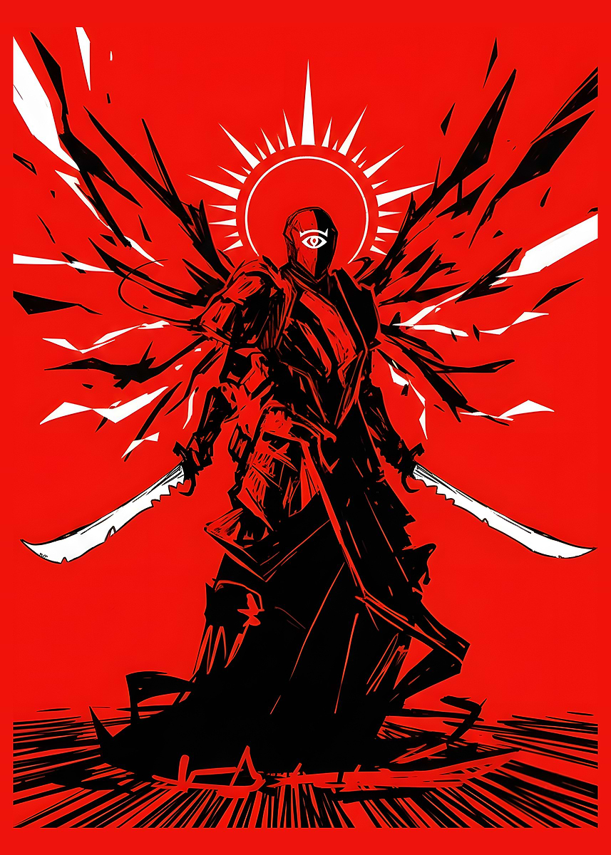 'ULTRAKILL Red Warrior with Swords and Eye Symbol' Poster, picture ...