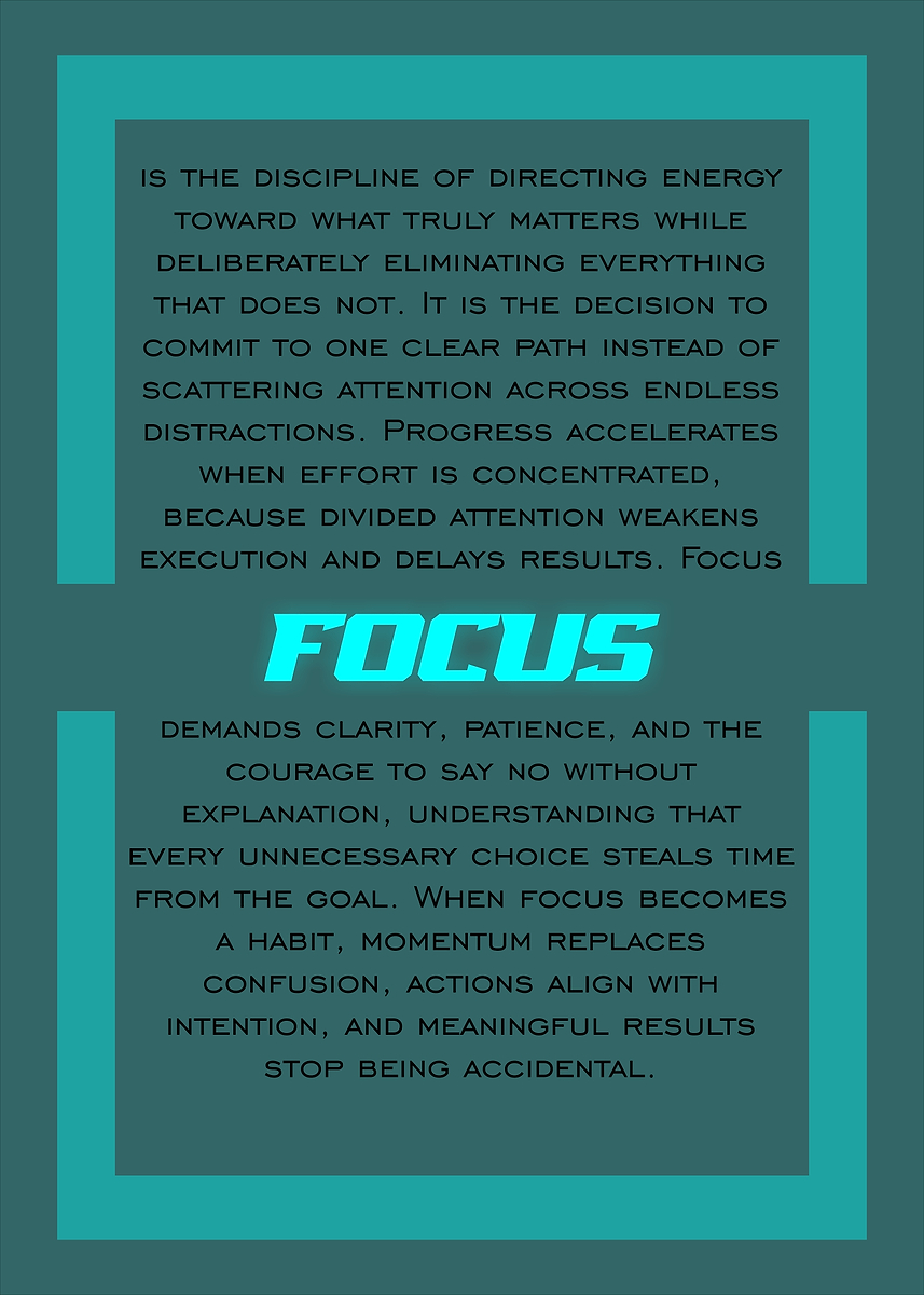 'Motivational Focus Quote Teal Background' Poster, picture, metal print ...
