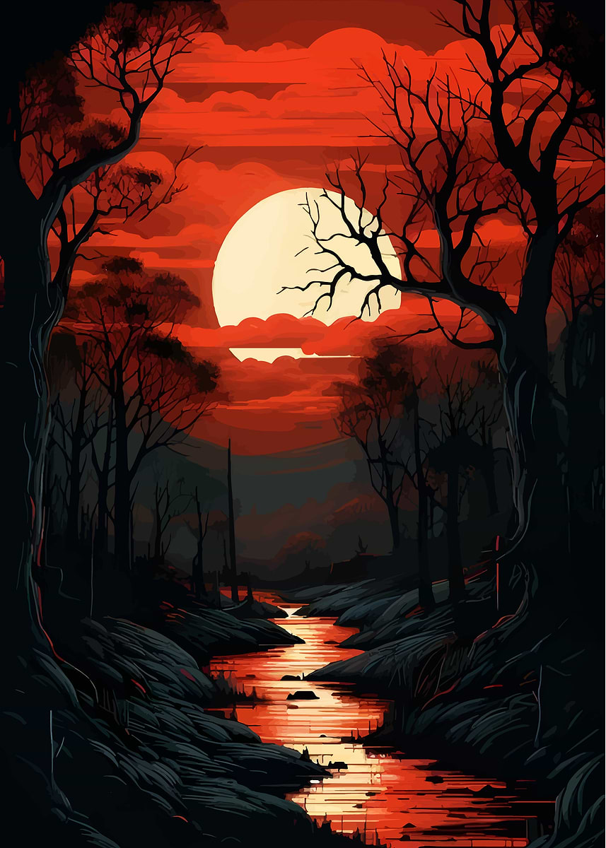 'Red River Forest Landscape' Poster, picture, metal print, paint by ...