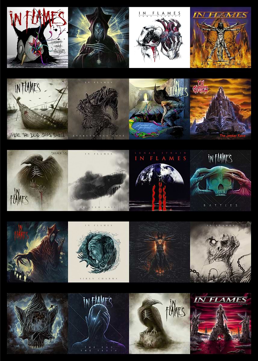 'In Flames Album Covers Collage' Poster, picture, metal print, paint by ...