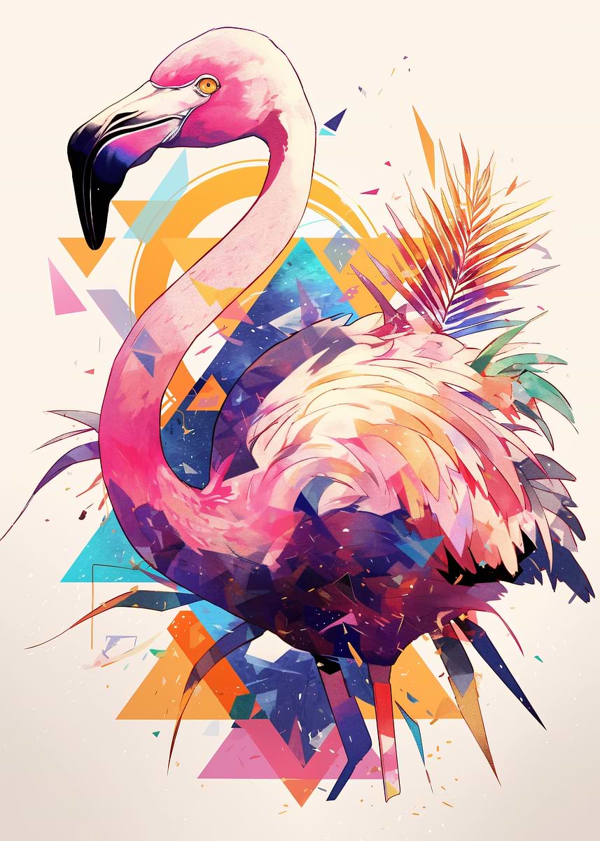 'Abstract Flamingo Art' Poster, picture, metal print, paint by boubos ...
