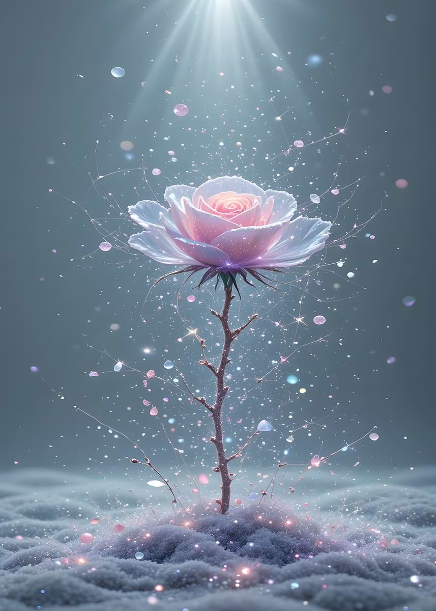 'Ethereal Rose with Sparkling Light' Poster, picture, metal print ...